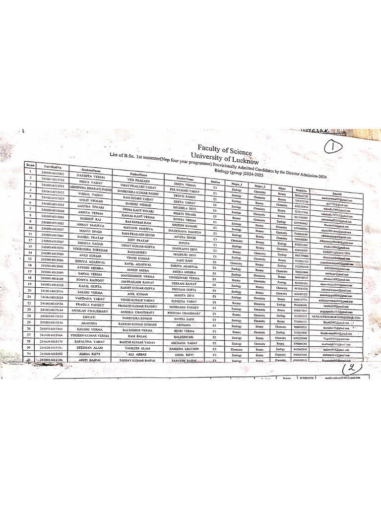 BSC Bio Section List00 | PDF