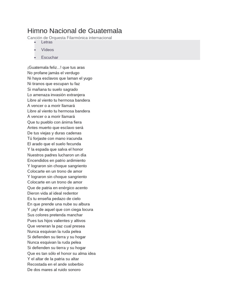 Himno Nacional de Guatemala | PDF