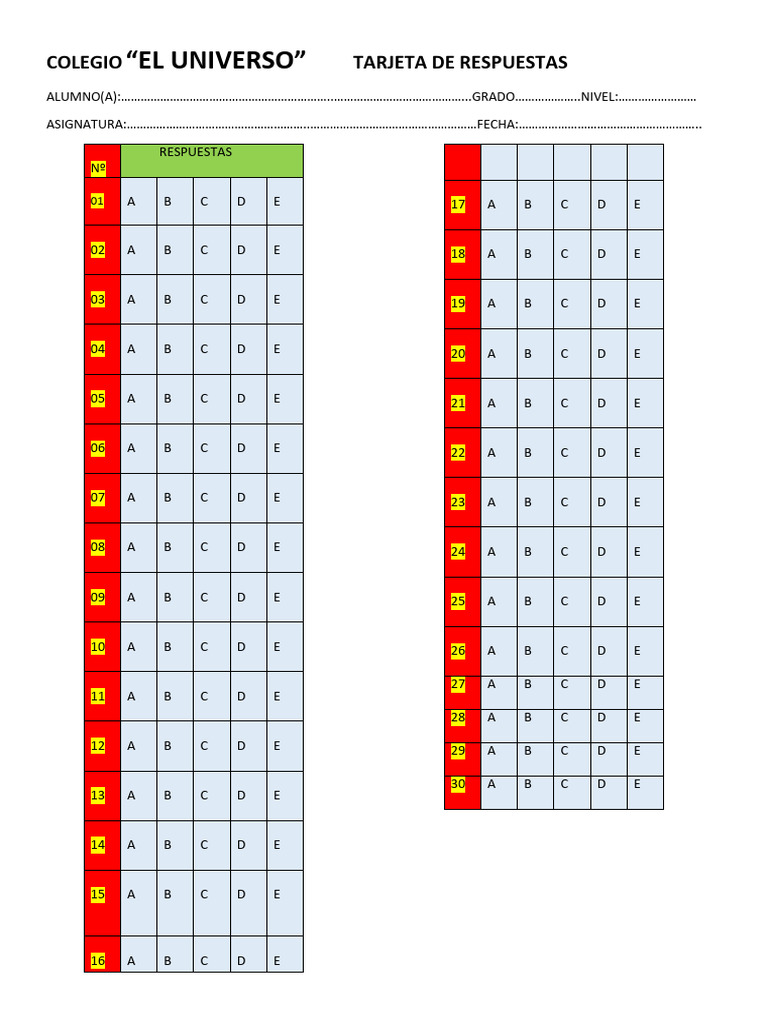 Tarjetas de Respuestas KK | PDF