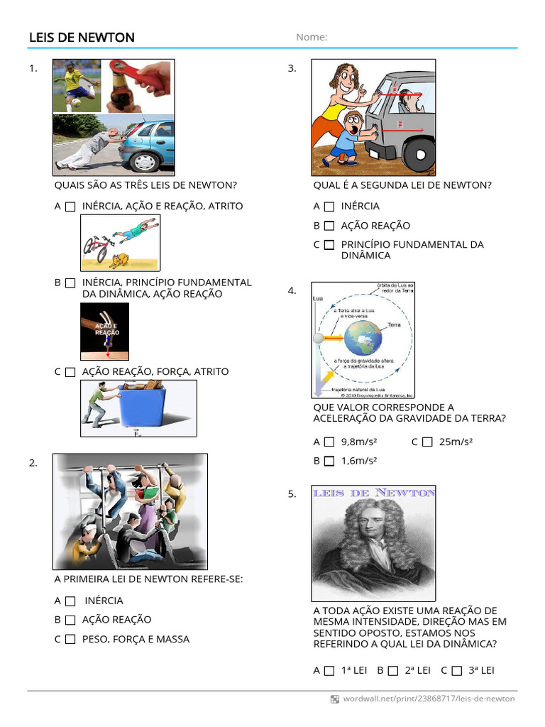 leis-de-newton-questionário | PDF