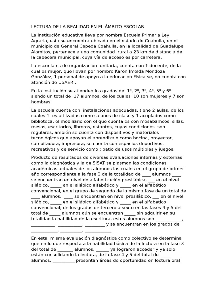 Lectura de La Realidad) | PDF | Escuelas