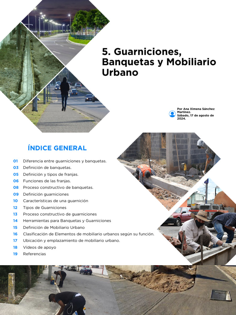 Guarniciones y Banquetas: Definiciones y Tipos | PDF | Peatonal | Hormigón