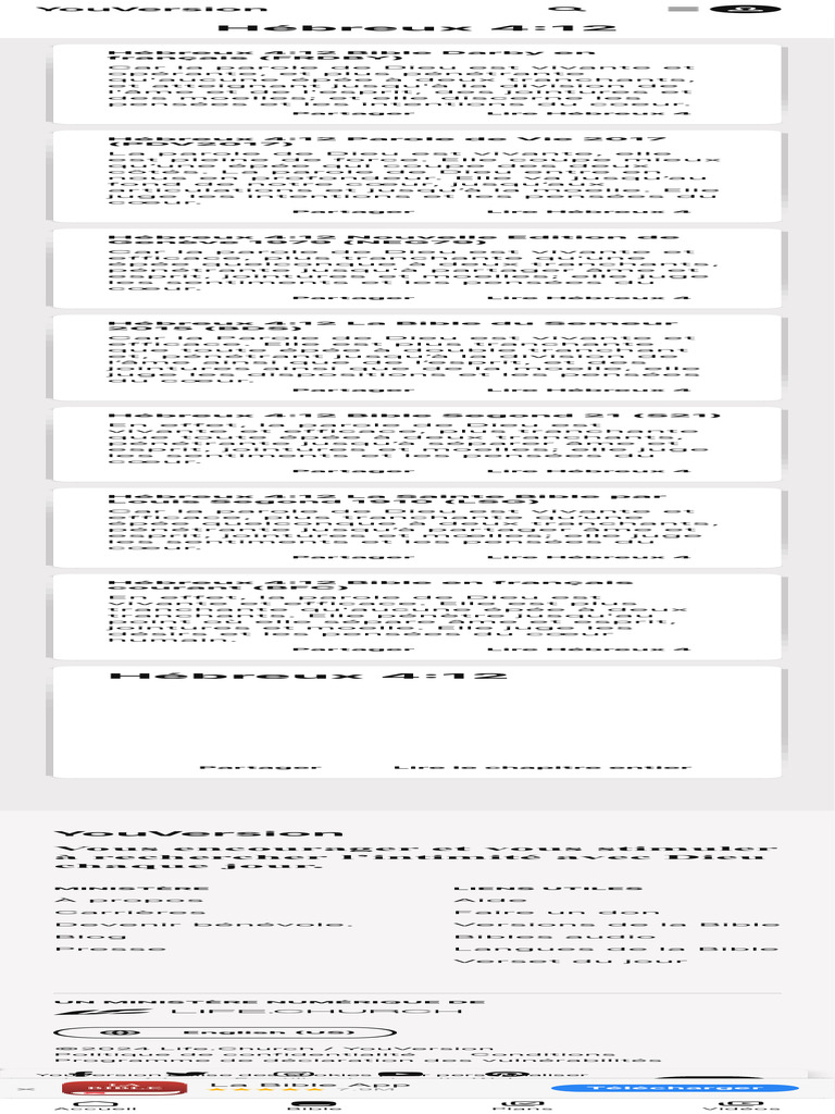 Hébreux 412 Car La Parole de Dieu Est Vivante Et | PDF