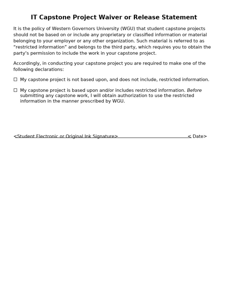 Capstone Release WGU | PDF