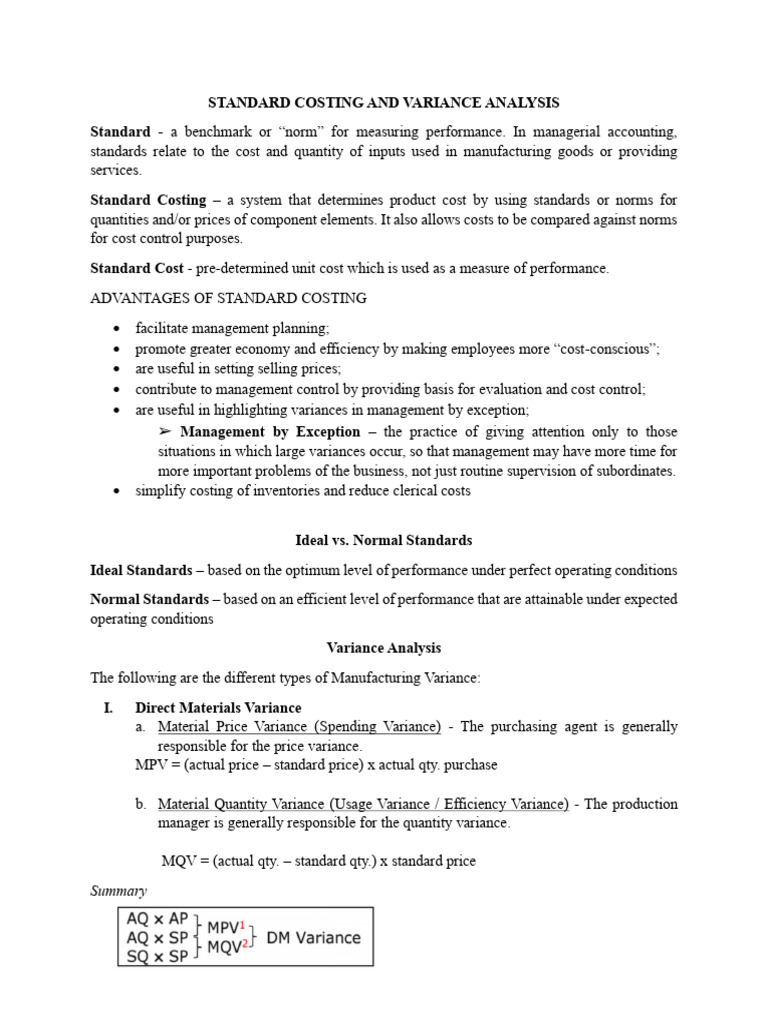Standard Costs and Variance Analysis | PDF | Cost Accounting | Variance