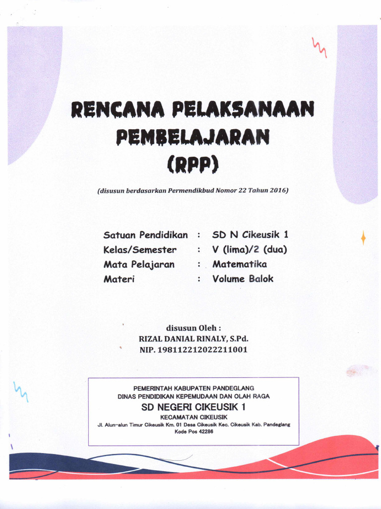 RPP Observasi Kinerja Guru Tahun 2024 | PDF