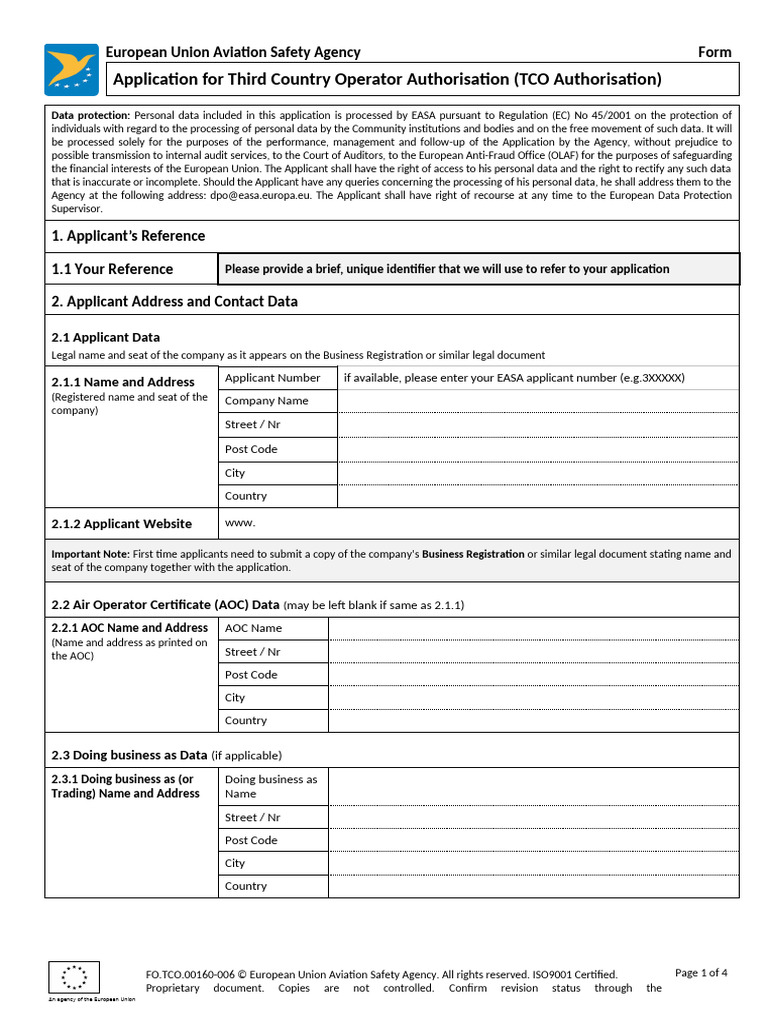 FO.TCO_.00160 Application for TCO Authorisation | PDF