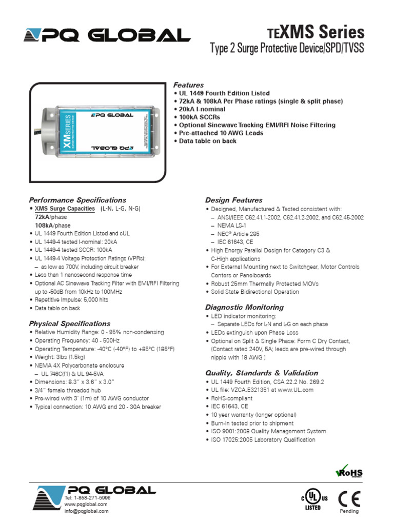 Supresores - Picos Pqglobal XMS Fichatécnica | PDF