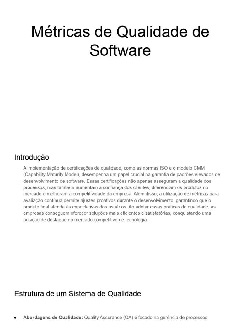 Metricas de qualidade de software | PDF