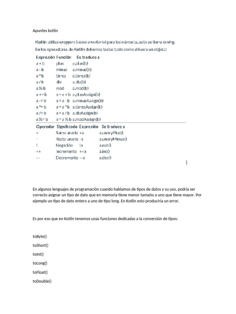 Conversiones de Tipos en Kotlin | PDF | Cadena (informática) | Arte