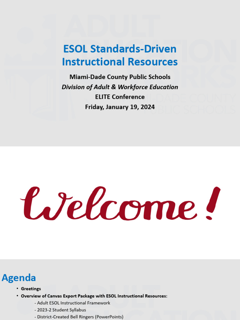 ESOL Standards-Driven Instr Resources - ELITE 2024 | PDF