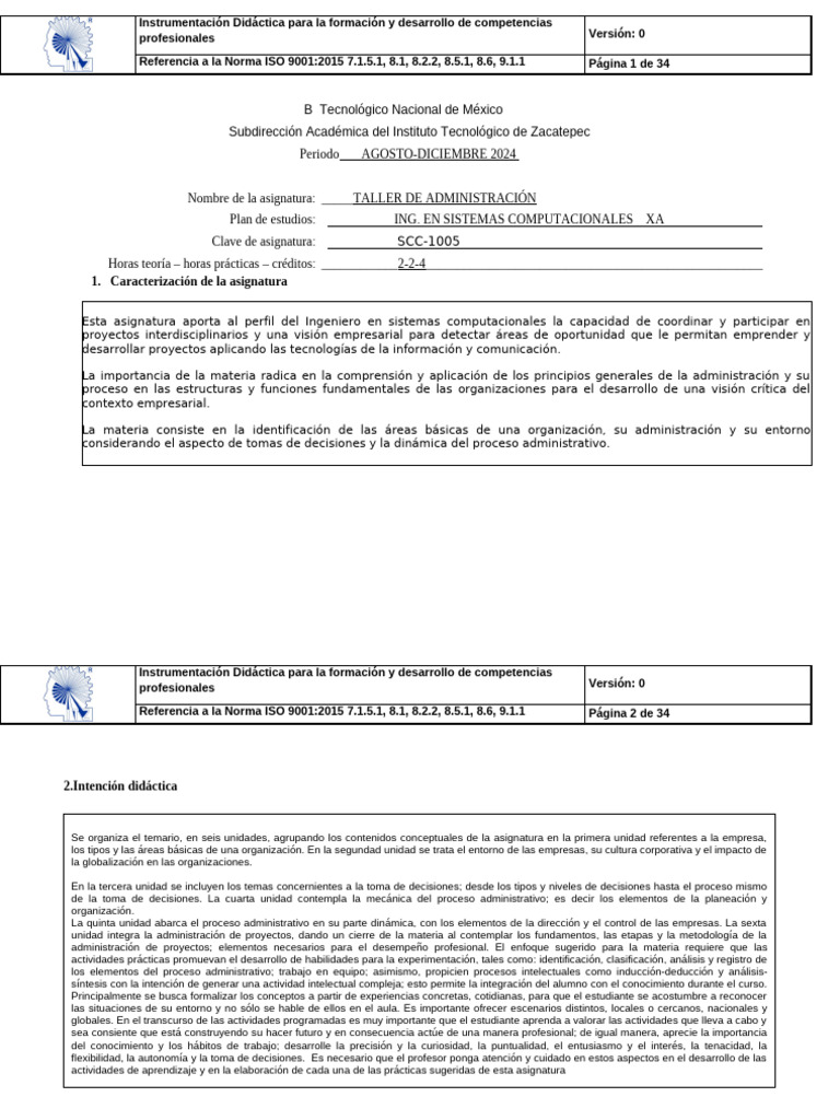 Instrumentación Taller de Administración Ej24 | PDF
