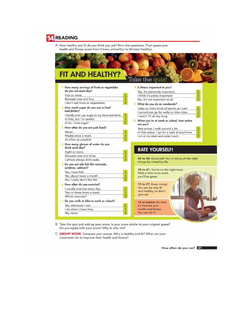 Fit and Healthy - Quiz | PDF