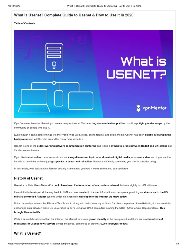 What Is Usenet - Complete Guide To Usenet & How To Use It in 2020 | PDF