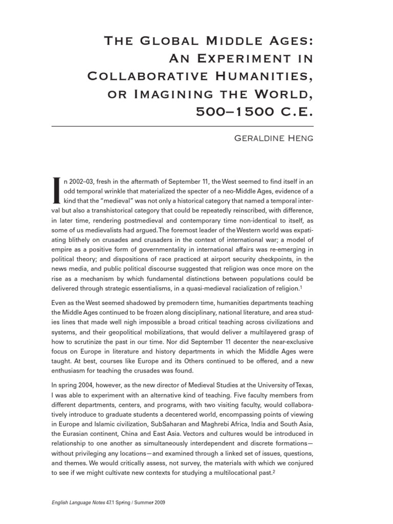 Geraldine Heng - The Global Middle Ages - An Experiment in ...