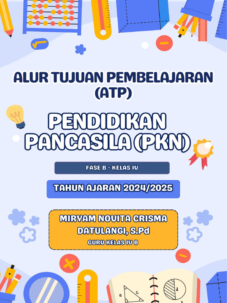 Alur Tujuan Pembelajaran (Atp) - PKN - Kelas Iv - Ta 2024 2025 | PDF