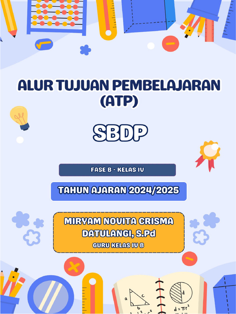 Alur Tujuan Pembelajaran (Atp) - SBDP - Kelas Iv - Ta 2024 2025 | PDF