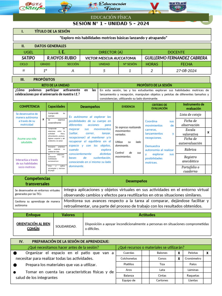 SESIÓN 1 UDA_5_III_1° | PDF