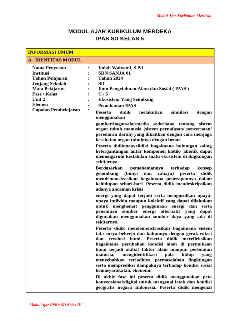 Modul Ajar Ipas Bab 2 | PDF
