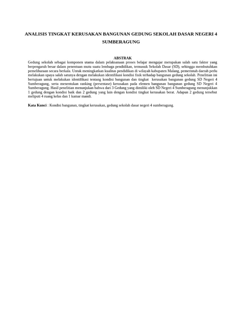 Analisis Tingkat Kerusakan (SDN 4 Sumberagung) | PDF