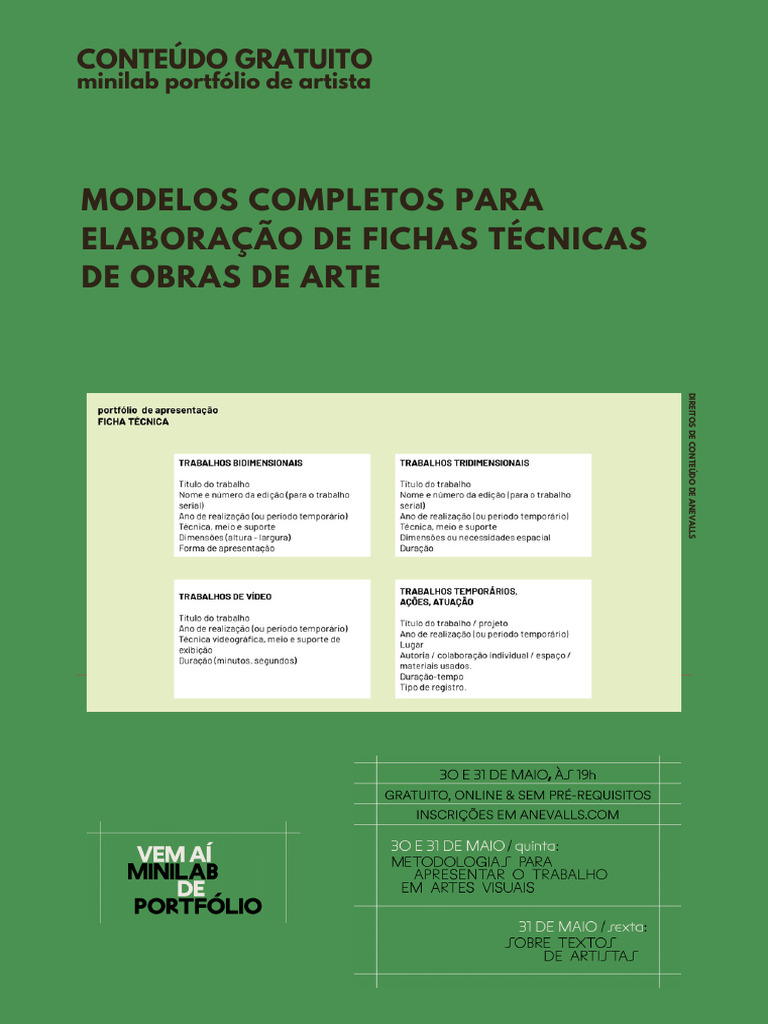 Conteudo Gratuito - Minilab Portfólio de Artista | PDF