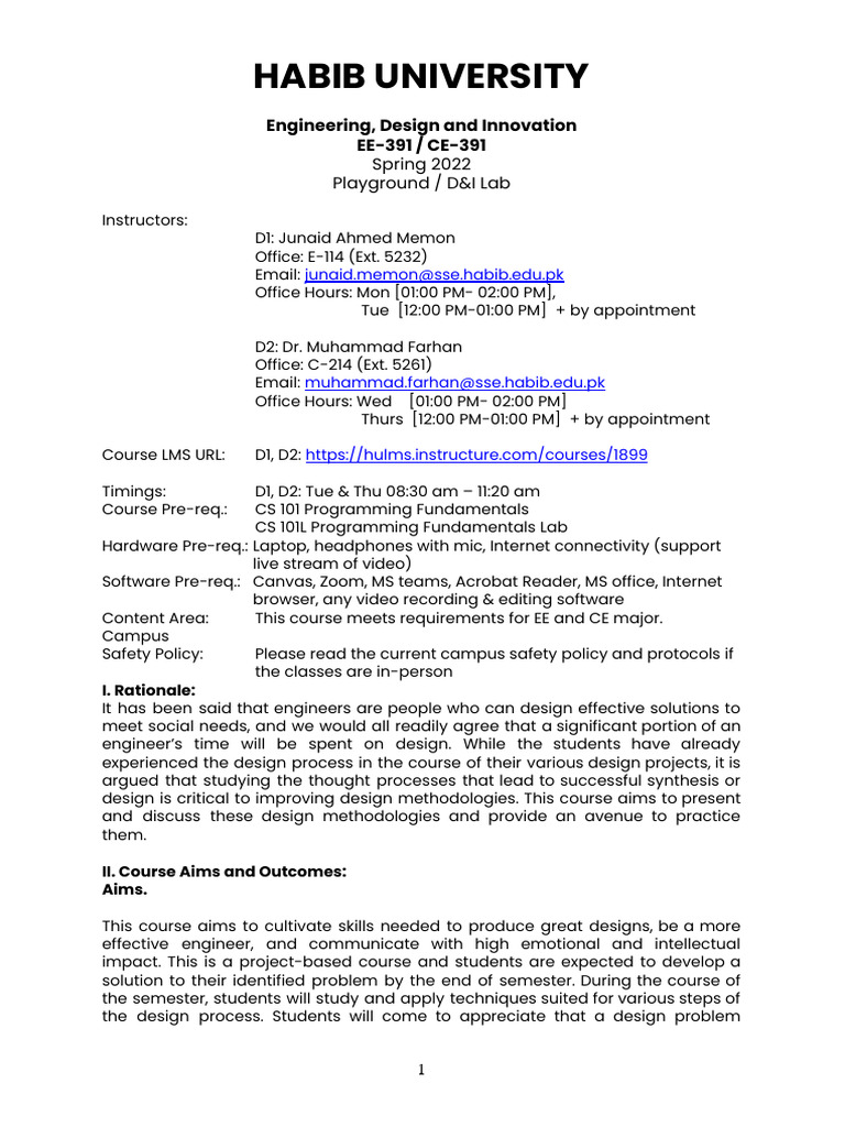 EE391 EDI Syllabus | PDF