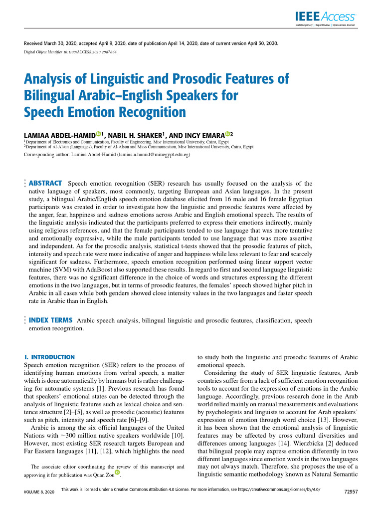 Analysis of Linguistic and Prosodic Features of Bilingual ArabicEnglish Speakers For Speech ...