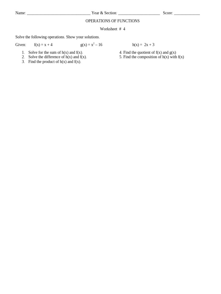 Operations On Functions 3 | PDF