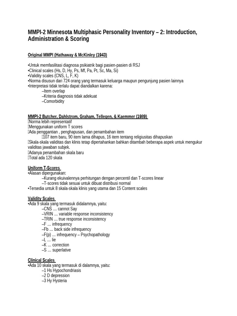 Rangkuman MMPI | PDF