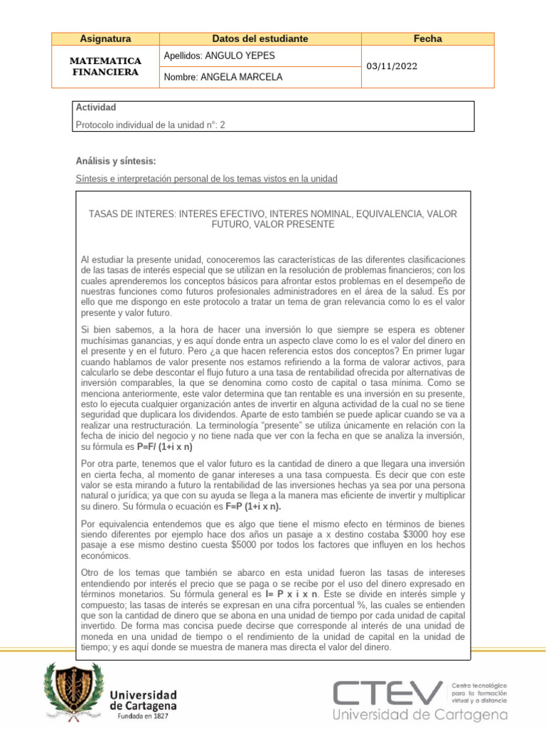 Protocolo Individual Unidad 2 | PDF