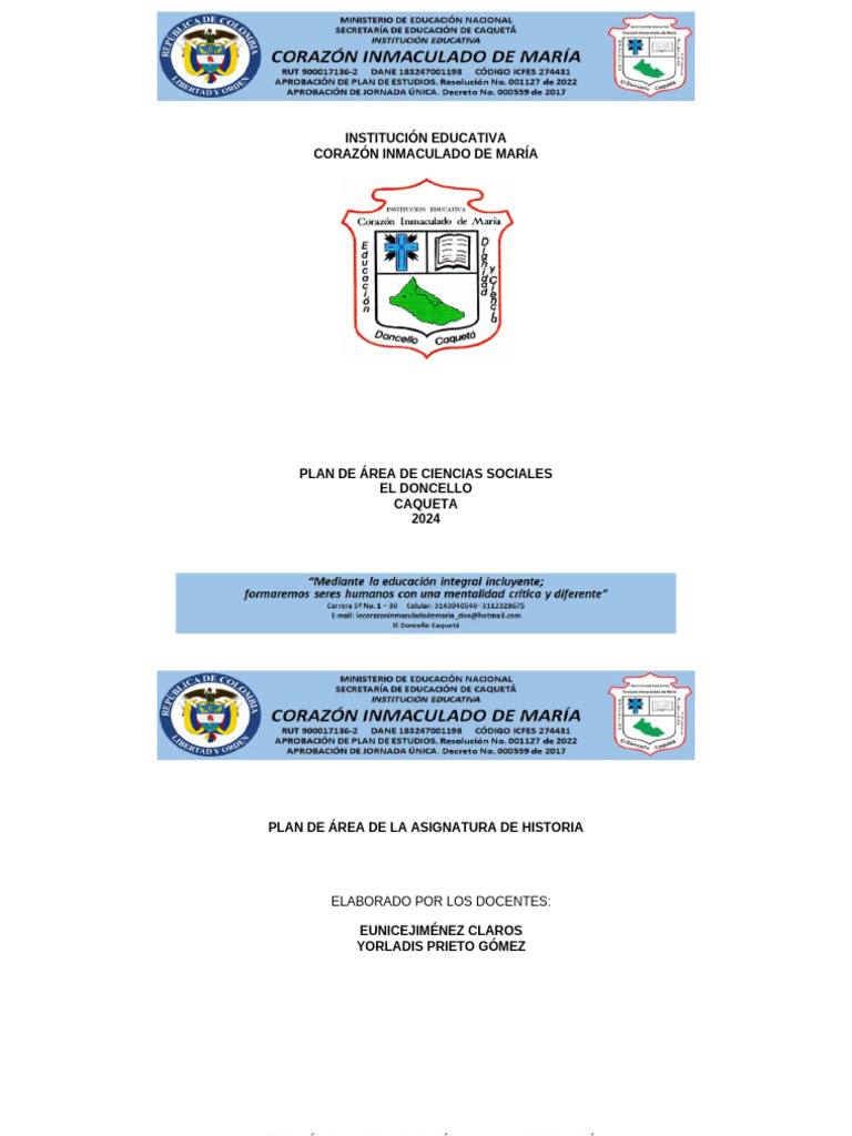Plan de Historia Primaria 2024 | PDF