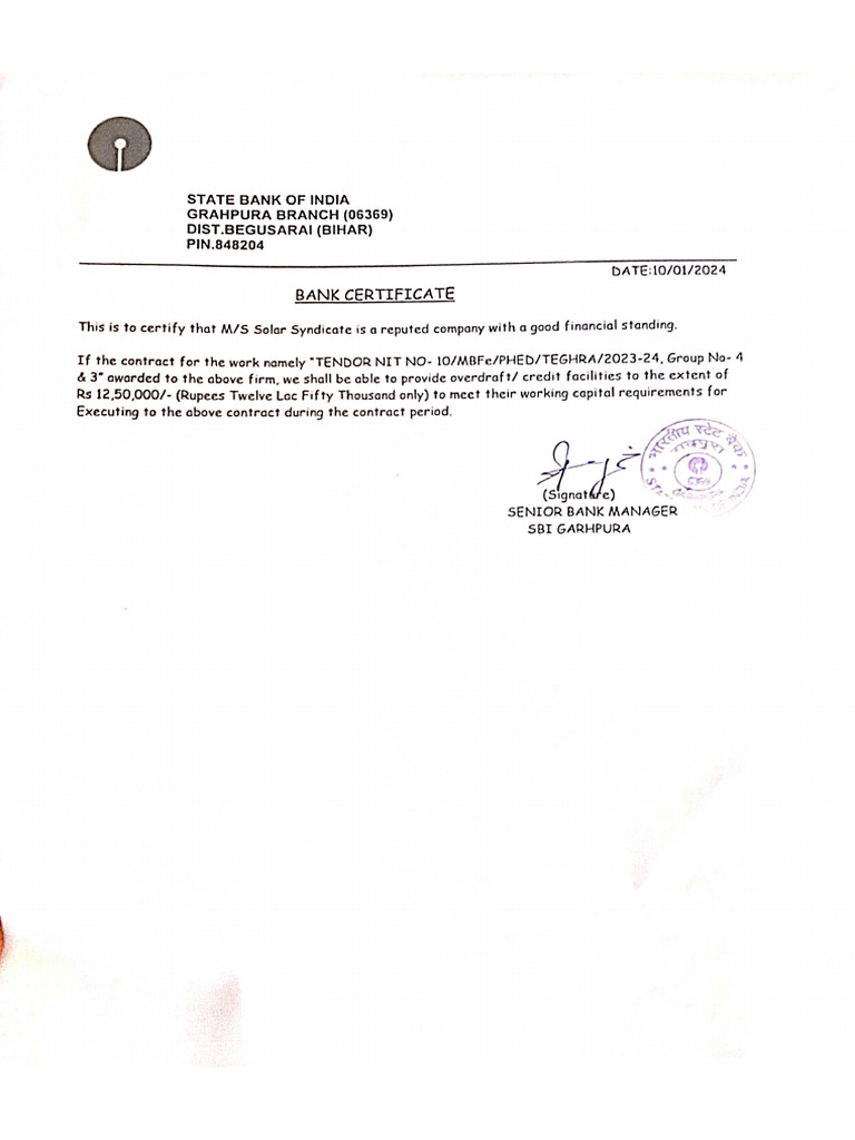 Bank Certificate | PDF