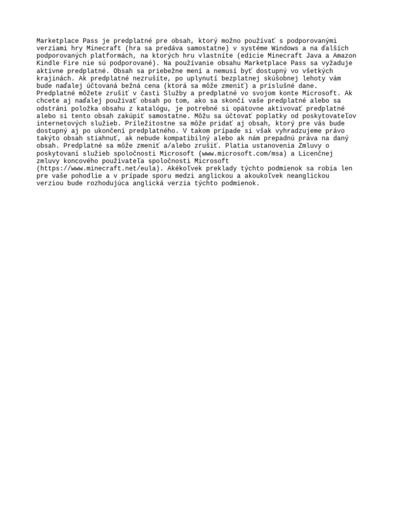 Marketplace Pass Terms Windows SK SK | PDF