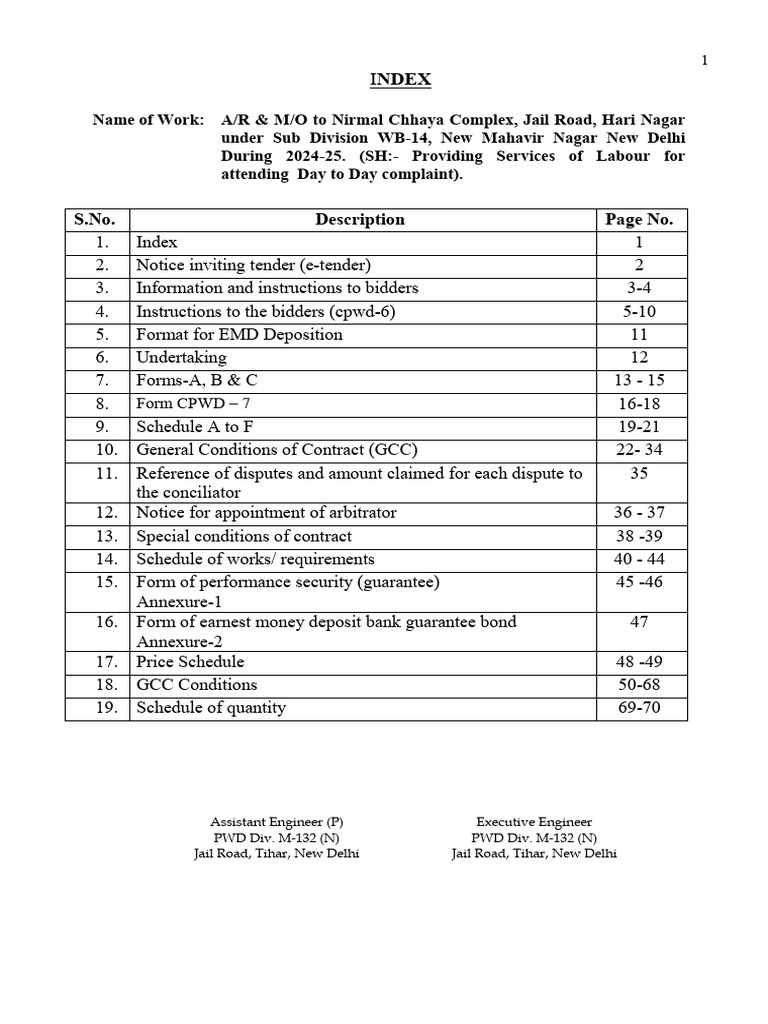 S.No. Description Page No.: Form CPWD - 7 | PDF