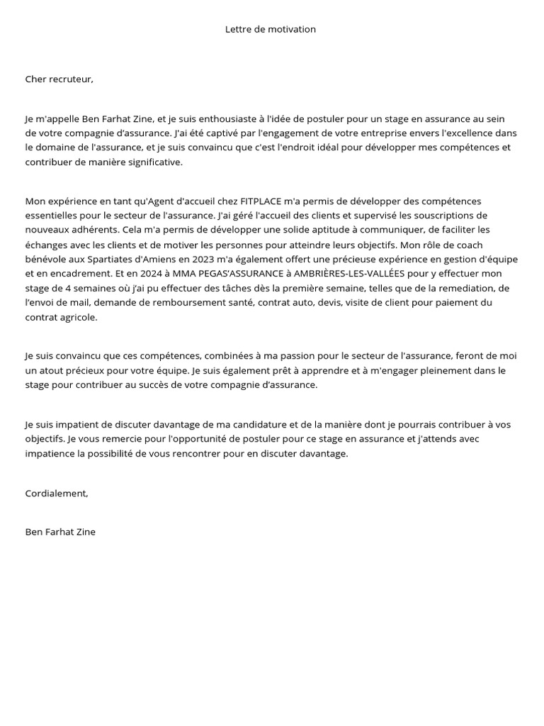 Lettre de Motivation | PDF