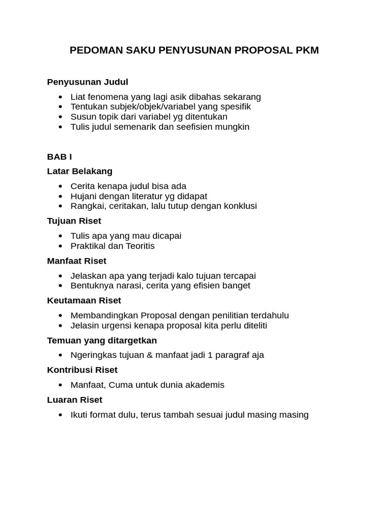 PEDOMAN PENYUSUNAN PROPOSAL PKM | PDF