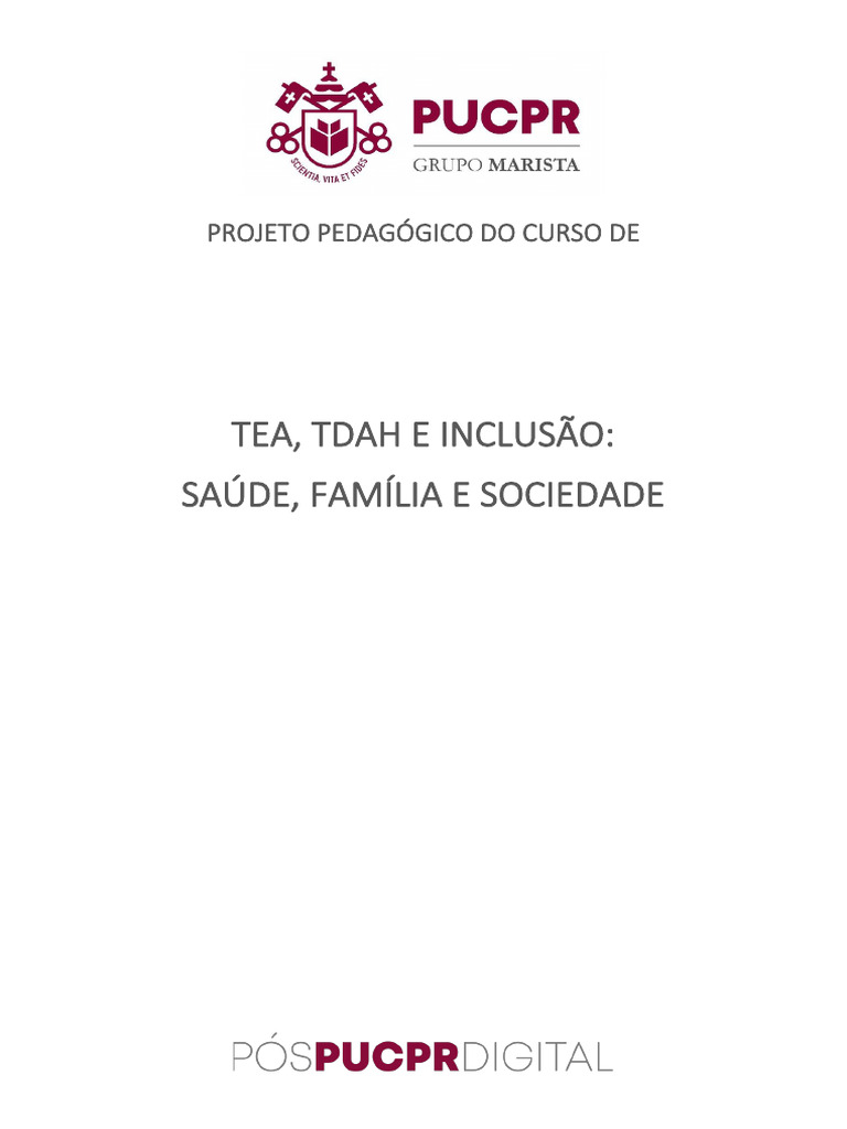PPC - TEA, TDAH e Inclusão - Saúde, Família e Sociedade | PDF