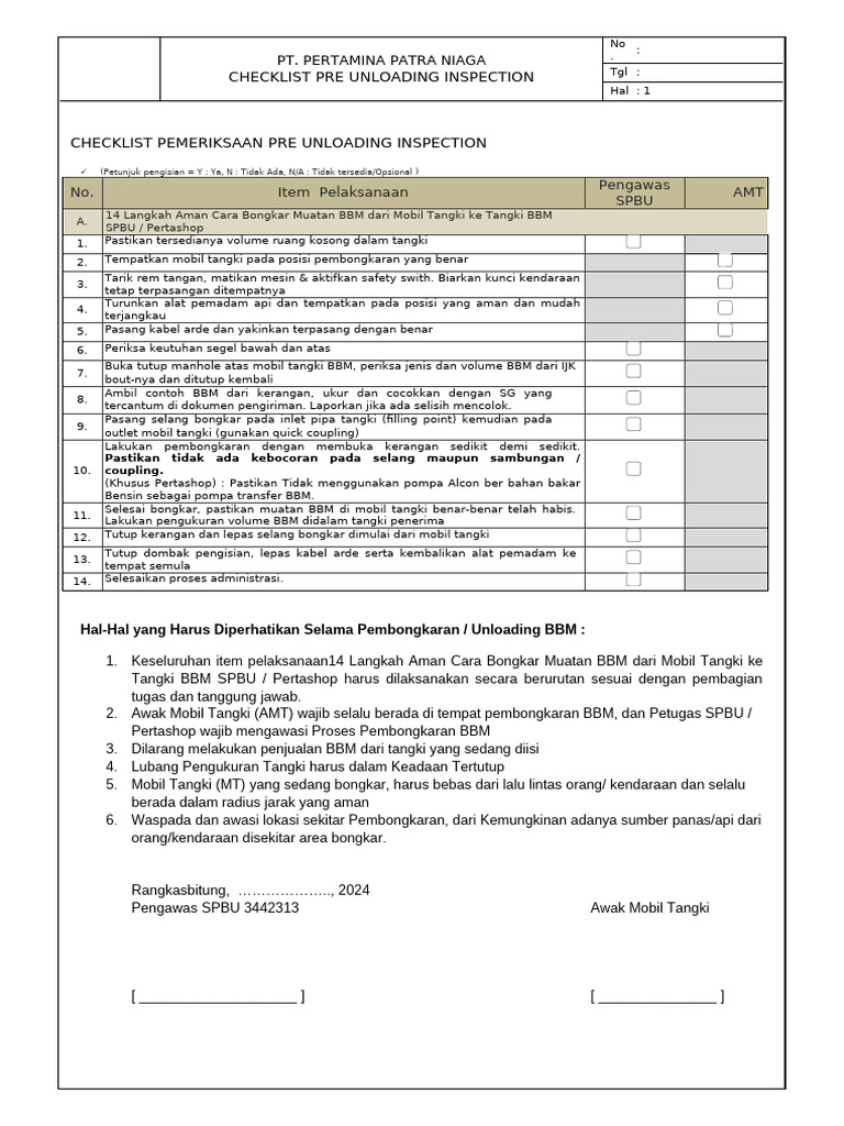 Checklist Amt Bbm 2024 | PDF