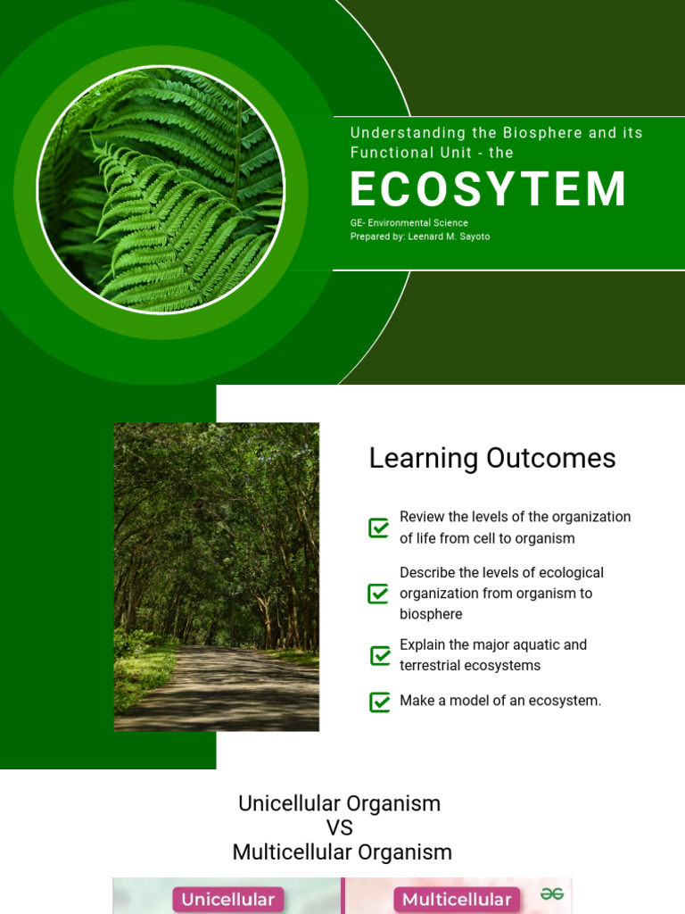 Understanding The Biosphere and Its Functional Unit | PDF