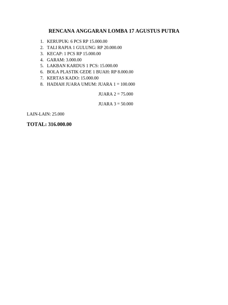 RAB Lomba 17 Putra | PDF