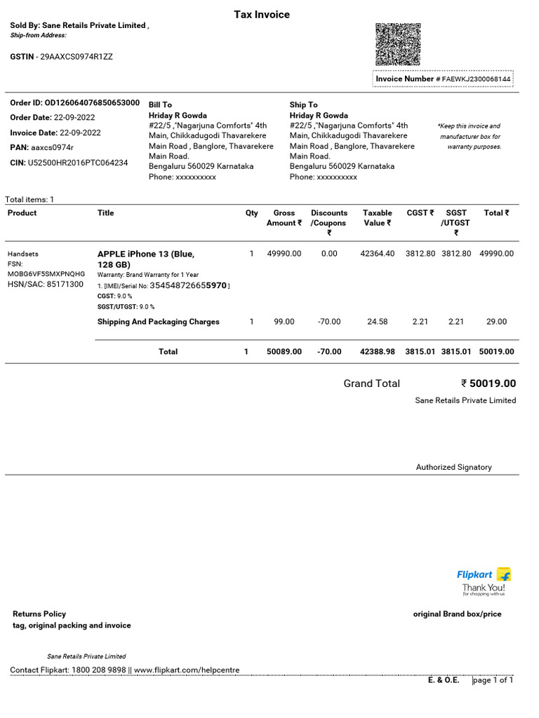 Iphone Invoice | PDF