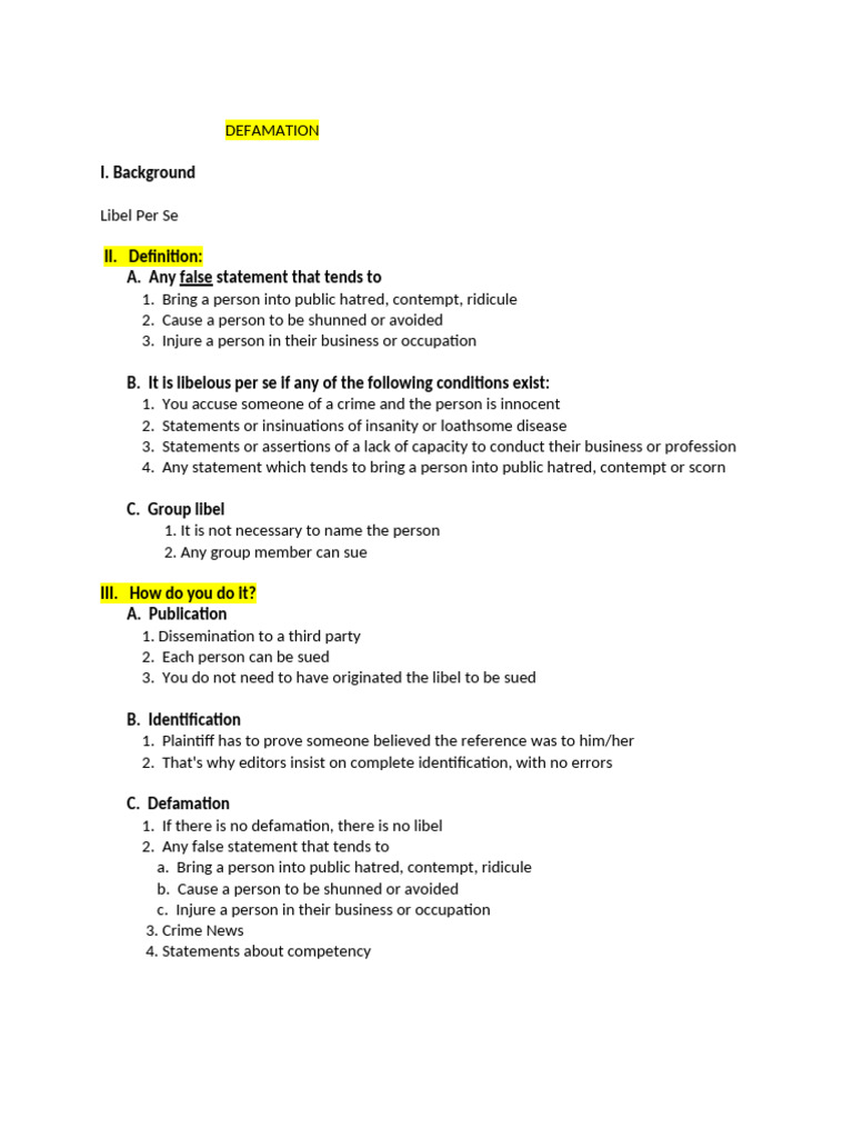 Defamation | PDF