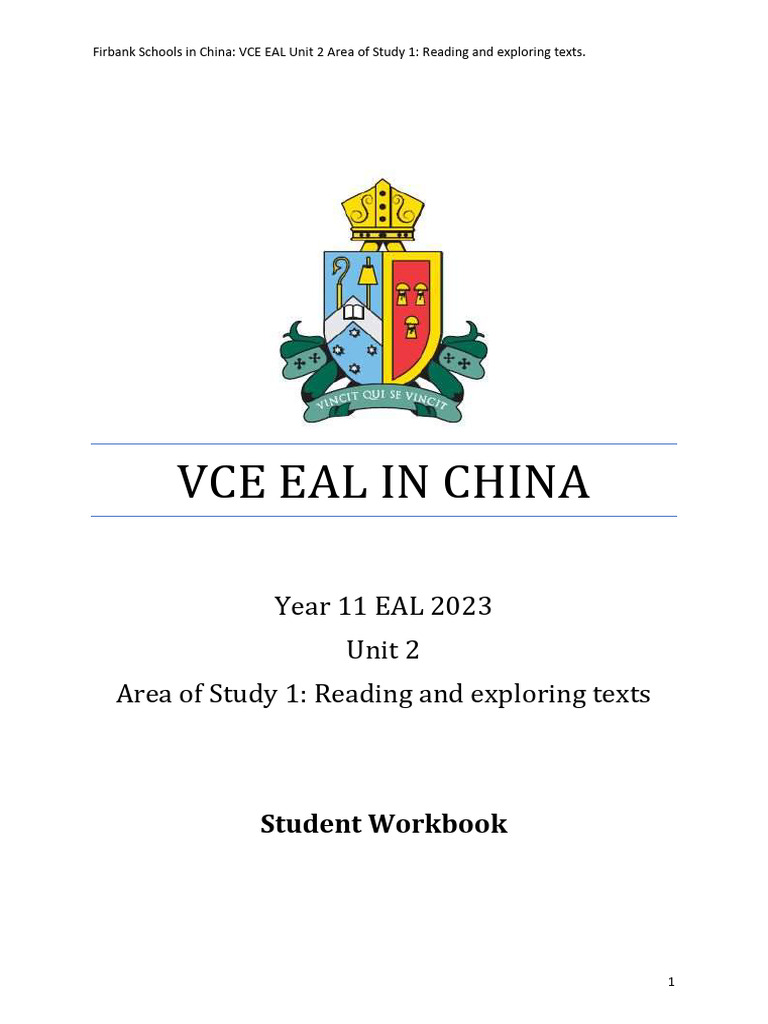 VCE EAL Unit 2: Reading Texts Guide | PDF | Prejudices | Language Arts ...