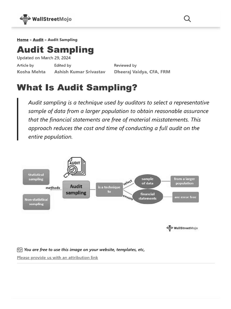 Audit Sampling Wall Street Mojo | PDF