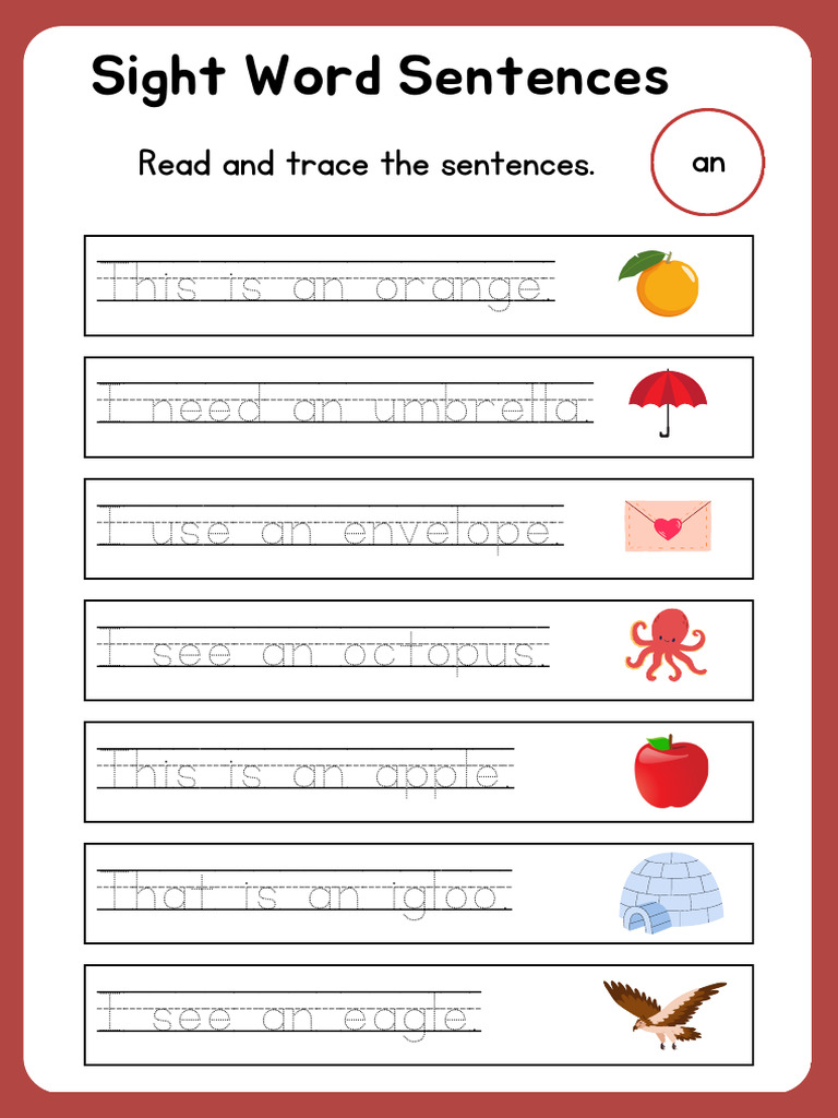 Red Greyscale Sight Word Sentences English Worksheet - 20240828 ...