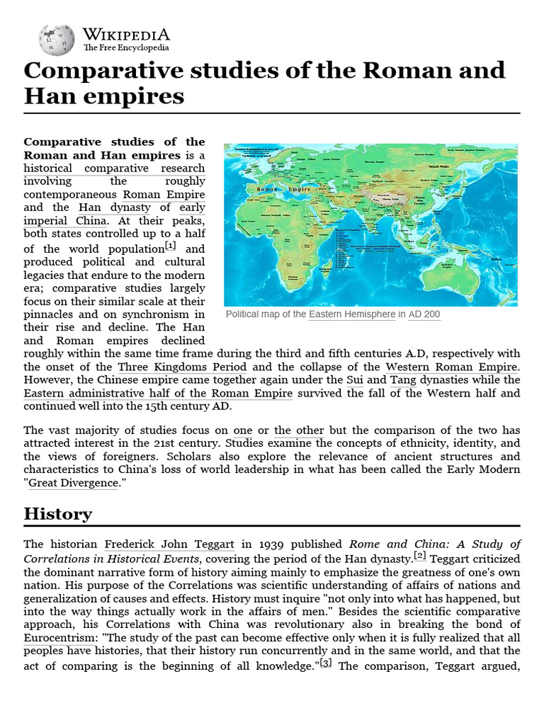 Comparative Studies of The Roman and Han Empires - Wikipedia | PDF