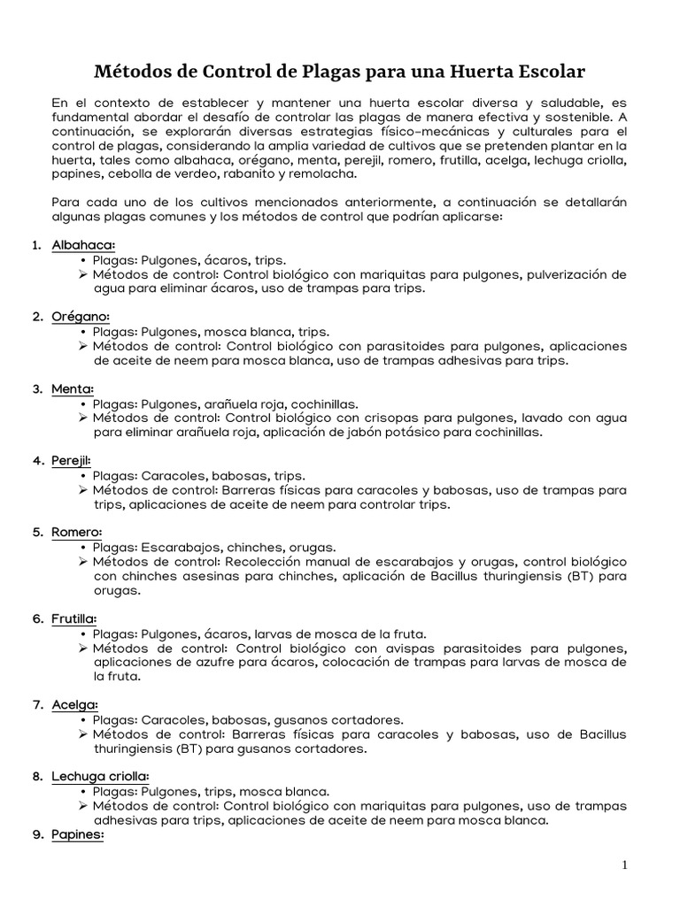 Métodos De Control De Plagas Pdf