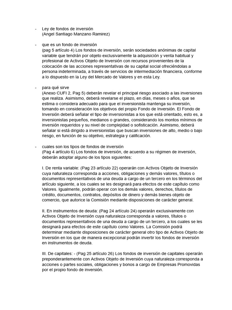 Investigacion de Ley de Fondos de Inversion | PDF