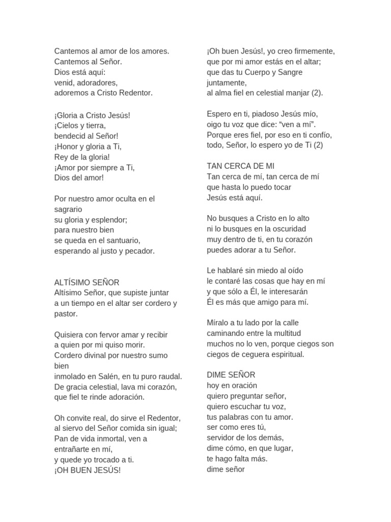 Cantos para La Hora Santa | PDF