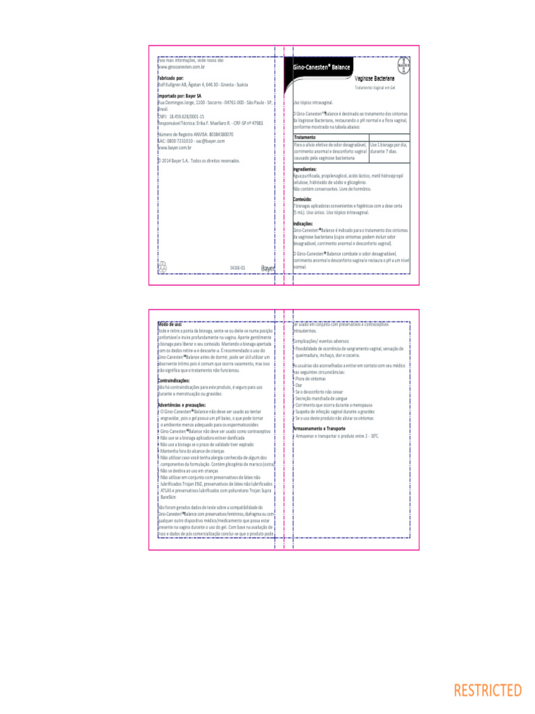 Bula 1279122.gino CanestenBalanceGelVaginal7Unidadesde5ml | PDF